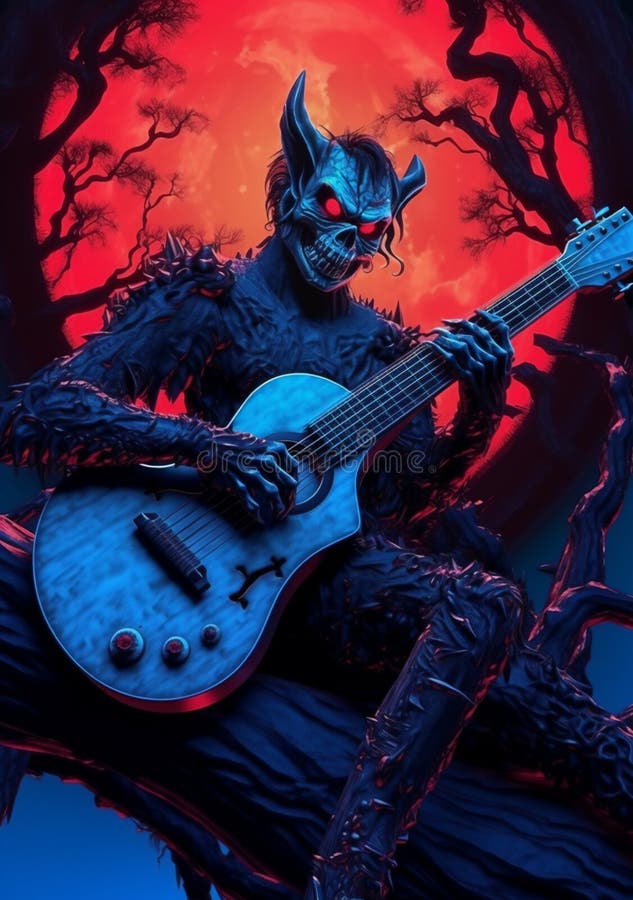 Devil Playing Guitar in the Forest. Generative AI Stock Illustration - Illustration of cartoon ...