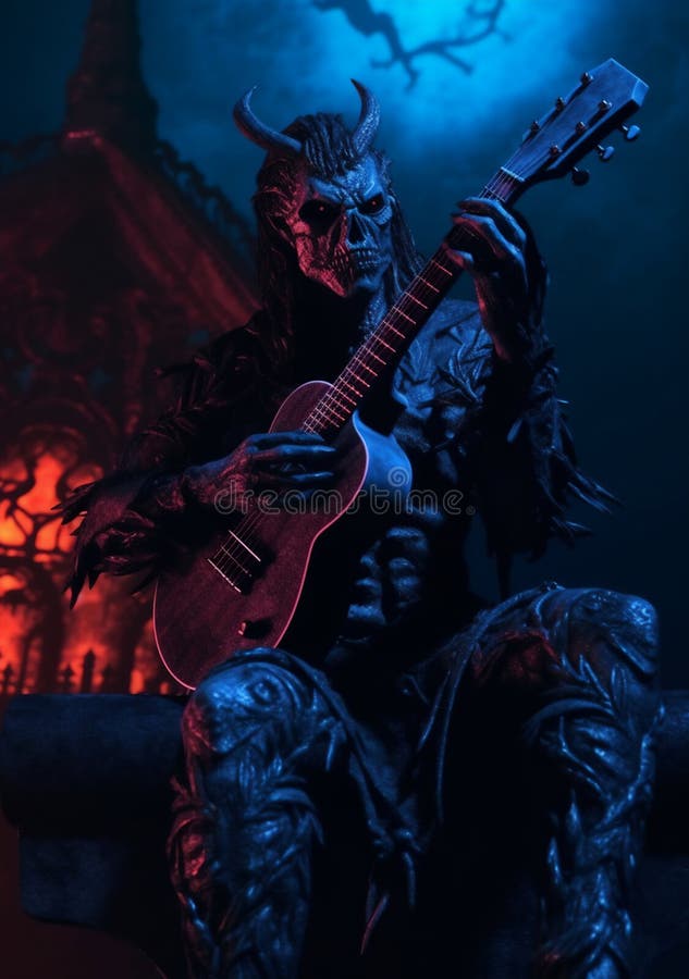 Devil Playing Guitar in the Forest. Generative AI Stock Illustration ...