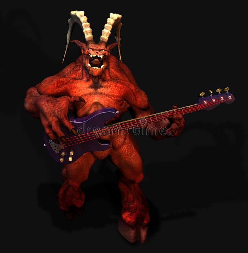 Devil Playing Guitar.satanic Stock Illustration - Illustration of ...