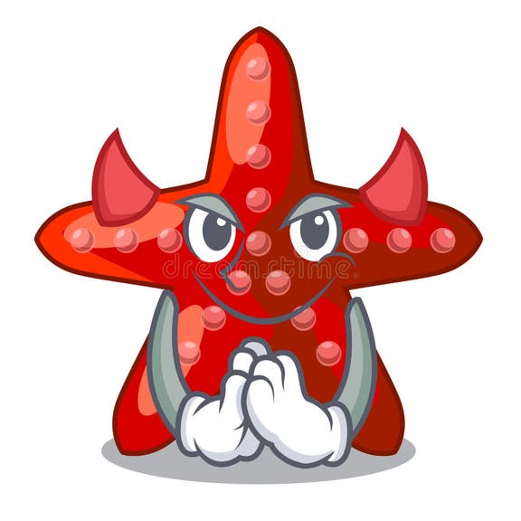 Devil Red Starfish in the Cartoon Shape Stock Vector - Illustration of ...