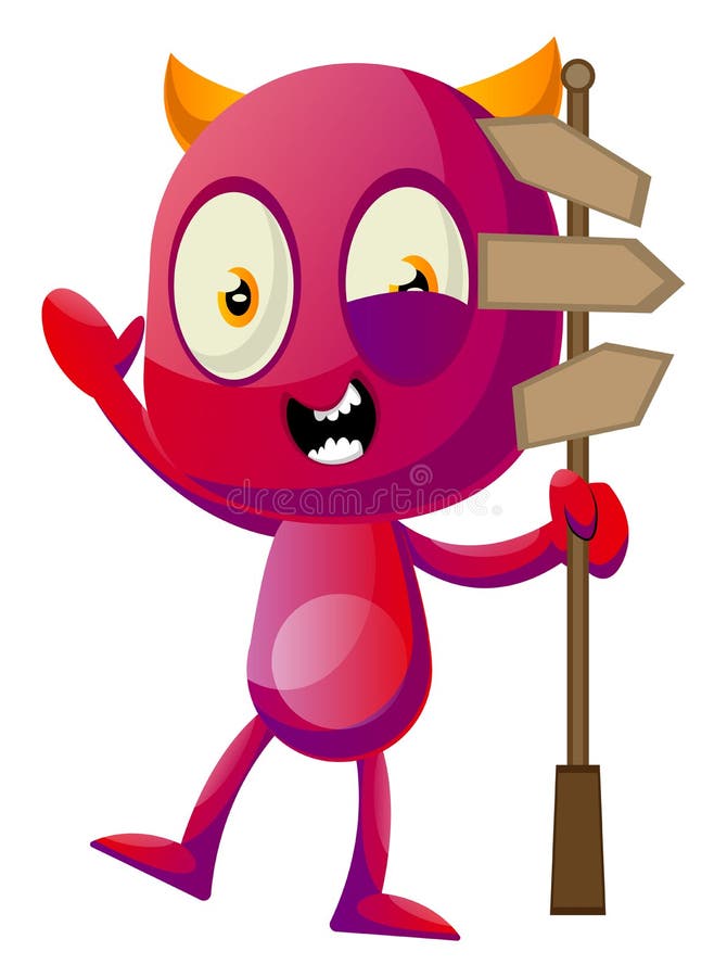 Devil Road Traffic Sign on the Cartoon Stock Vector - Illustration of ...