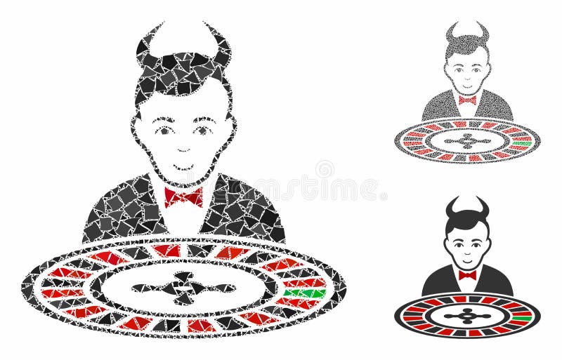 Devil Roulette Croupier Mosaic Icon of Ragged Parts Stock Vector ...