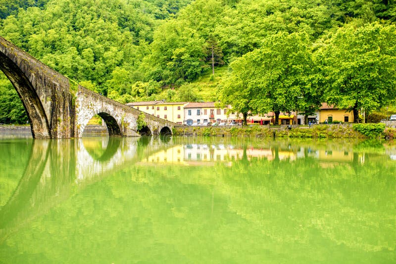 Devil s Bridge in Italy stock photo. Image of stone, reflection - 76958816