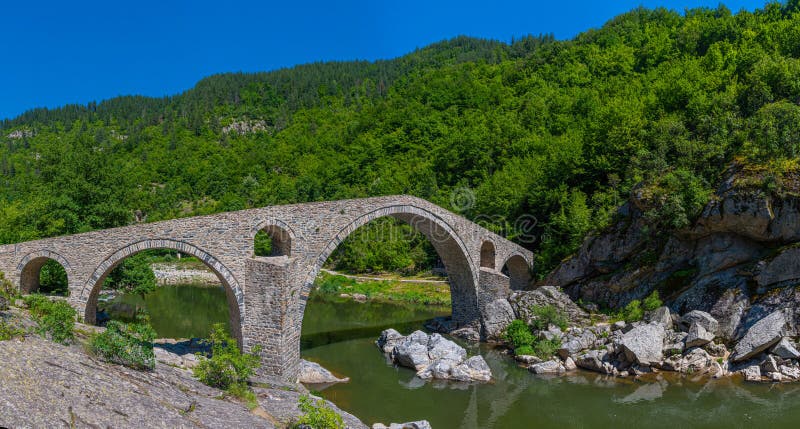 Devil S Bridge on River Arda in Bulgaria Stock Photo - Image of water ...