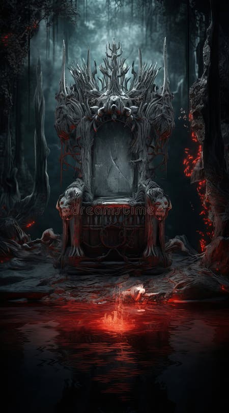 Devil S Throne in a Dark Forest River of Blood Stock Illustration ...