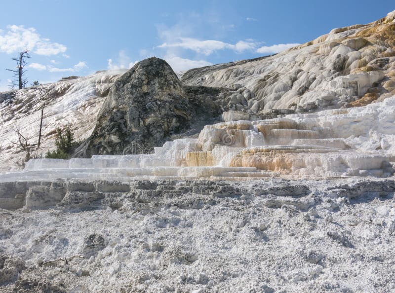 Devil S Thumb and Mammoth Hot Spring Terraces Stock Photo - Image of ...