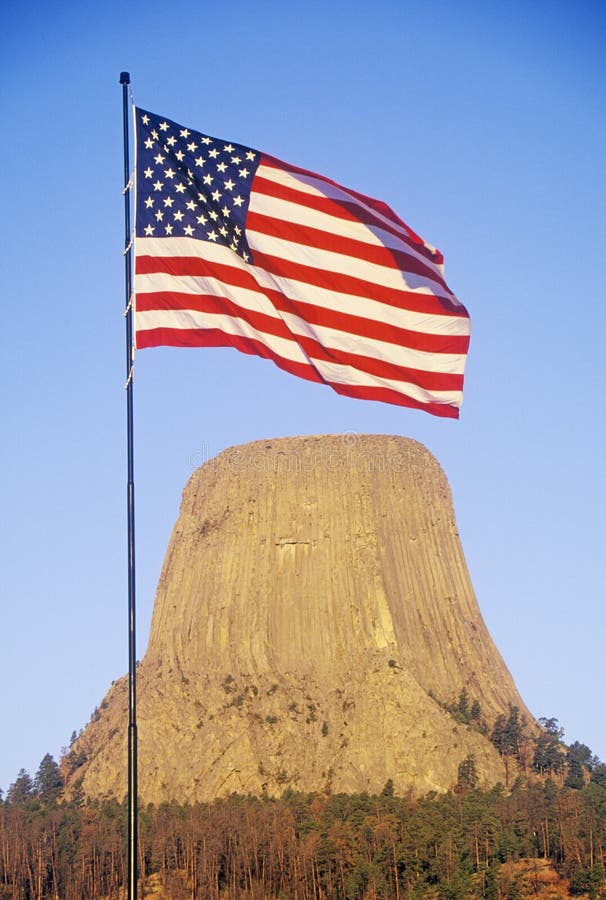 Devil S Tower National Monument Stock Photo - Image of monument, rock ...