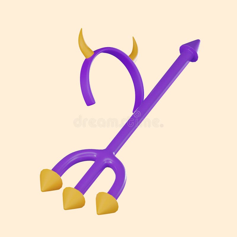 Devilâ€™s Trident 3D Illustration, Halloween Horror Weapon Icon Stock ...