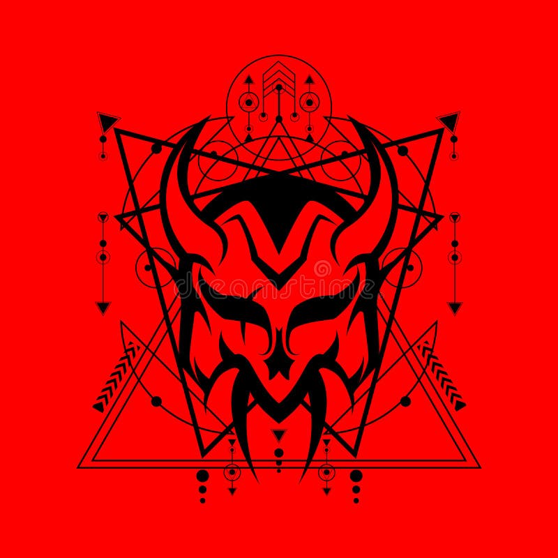 Devil Sacred Geometry in Red Background, Can Use for Tattoo, Logo, and ...