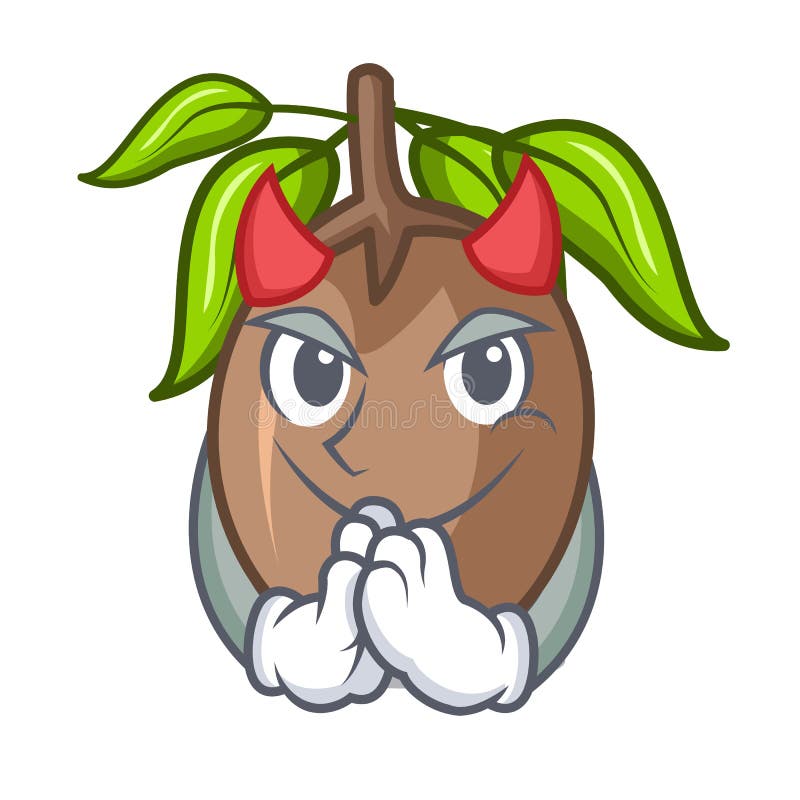 Devil Sapodilla Fruit Cut in Shape Cartoon Stock Vector - Illustration ...