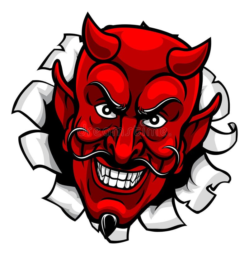 Devil Satan Evil Mascot Cartoon Face Stock Vector - Illustration of ...