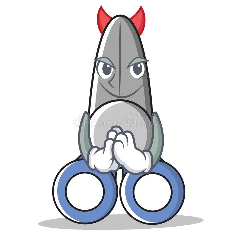 Devil Scissor Character Cartoon Style Stock Vector - Illustration of ...