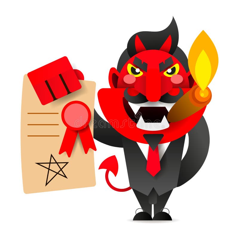 Devil Showing the Contract for Your Signature.Vector Stock Vector ...