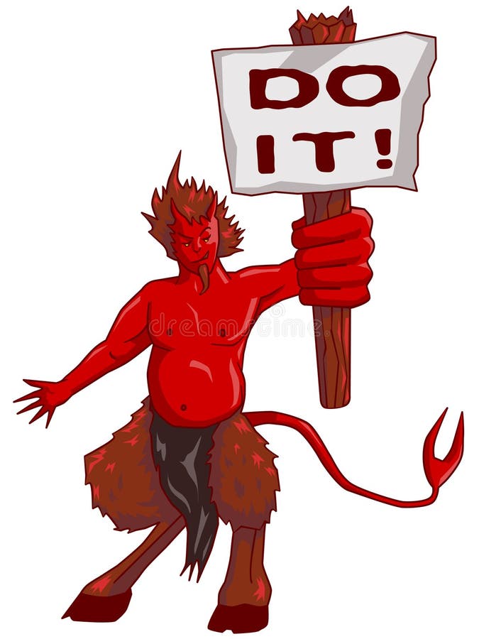 Devil with sign stock vector. Illustration of demon, cartoon - 5690769