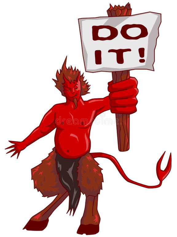 Devil with sign stock vector. Illustration of demon, cartoon - 5690769
