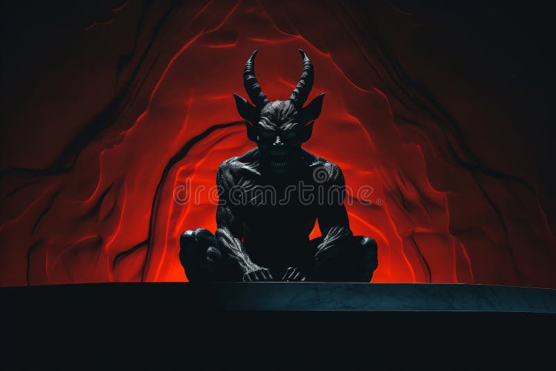 The Devil is Sitting on a Rock in Front of a Dark Cave Stock ...