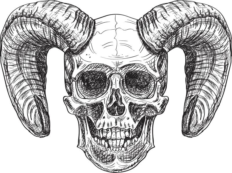 Devil skull stock vector. Illustration of ribbon, rock - 84886535