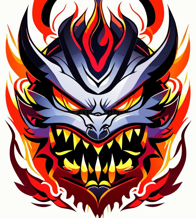 Devil Skull with Fire Flames in the Hell Stock Illustration ...
