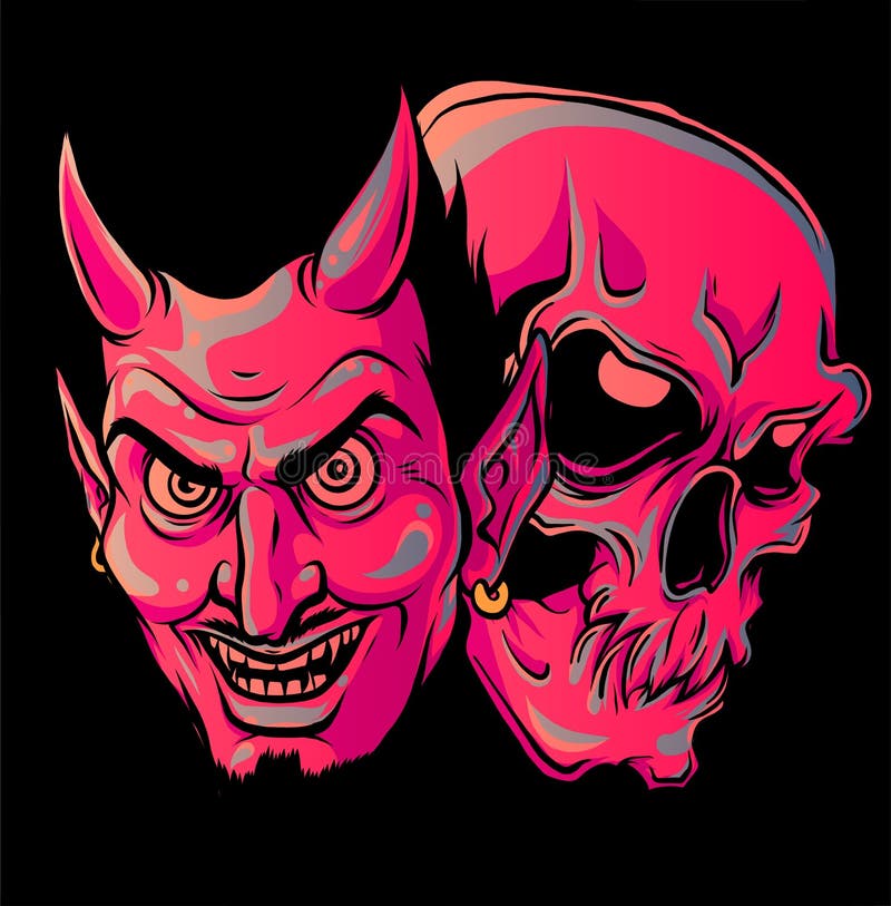 Devil and Skull Head Vector Illustration Design Stock Vector ...