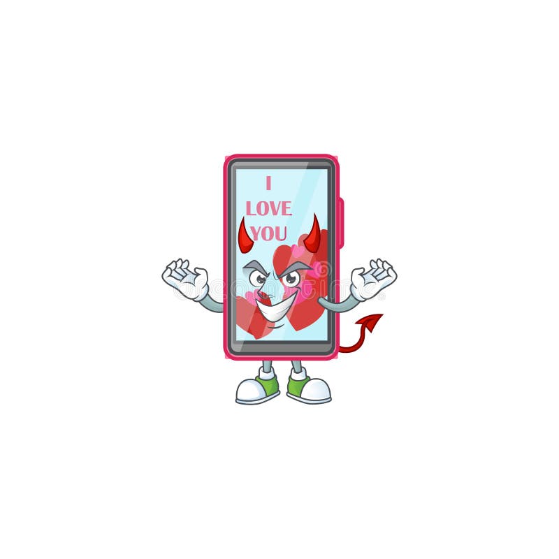 Devil Smartphone Love Cartoon Character Design Syle Stock Vector ...