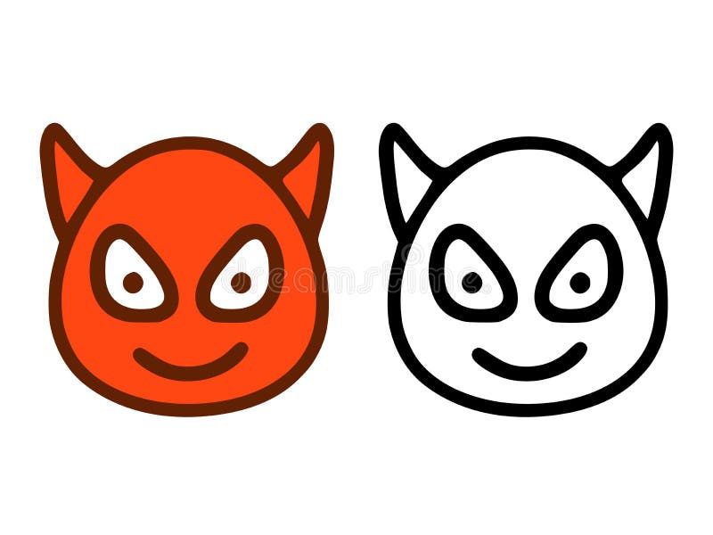 Devil with a Smile Emoticon in Two Style Stock Illustration ...