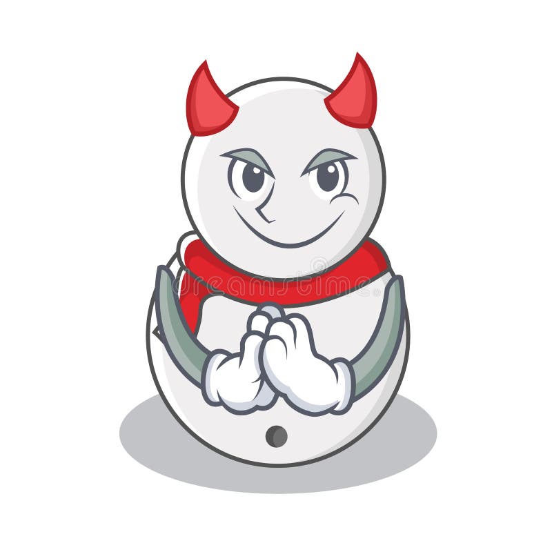 Devil Snowman Character Cartoon Style Stock Vector - Illustration of ...