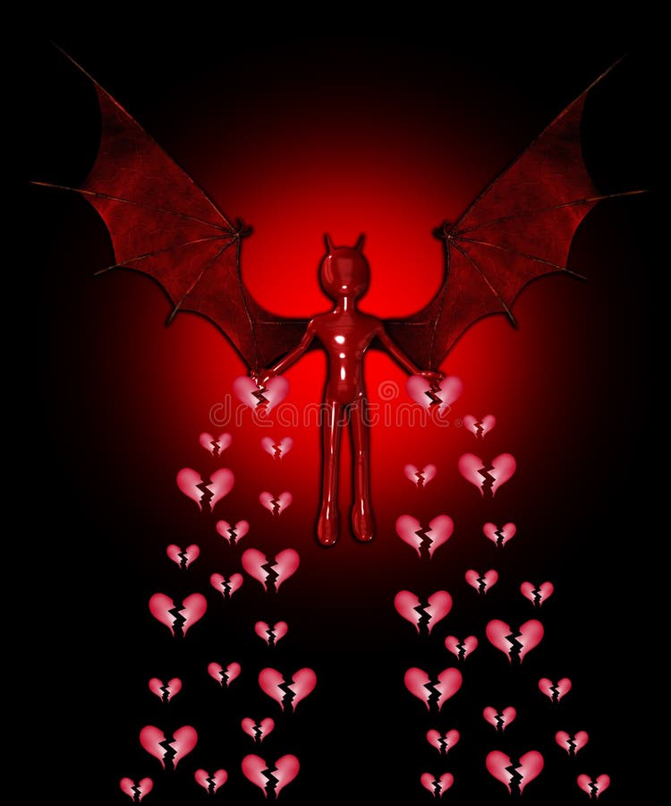 Devil Spreading the Heartbreak Stock Illustration - Illustration of ...