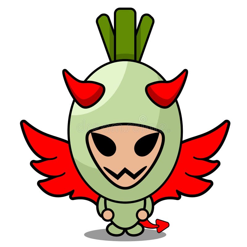 Devil Spring Onion Vegetable Mascot Costume Stock Vector - Illustration ...