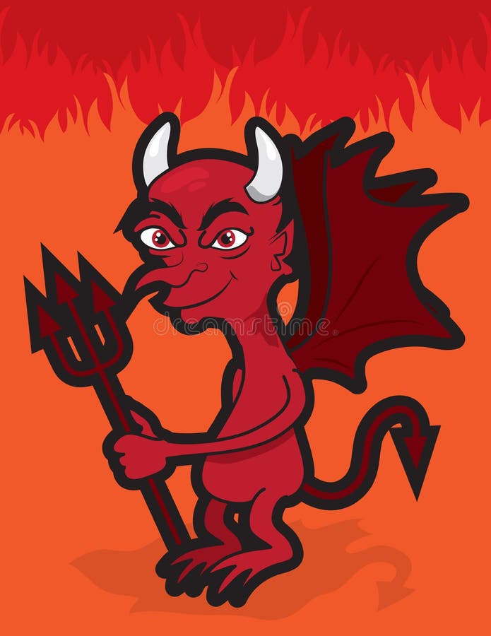 Devil Standing With Pitchfork Stock Vector - Illustration of bald ...