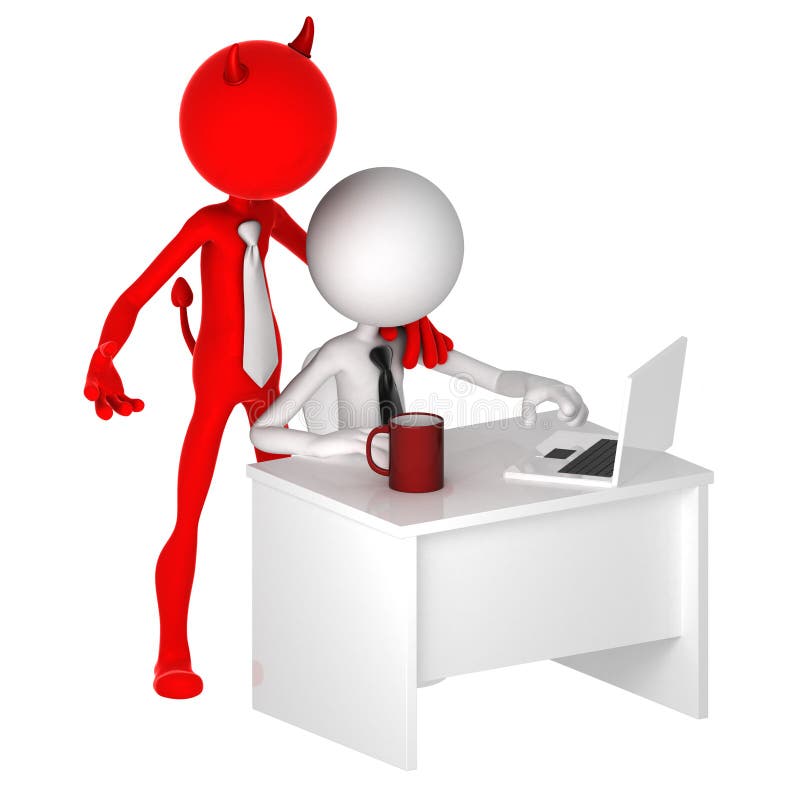 Devil Standing Behind Office Worker Stock Illustration - Illustration ...