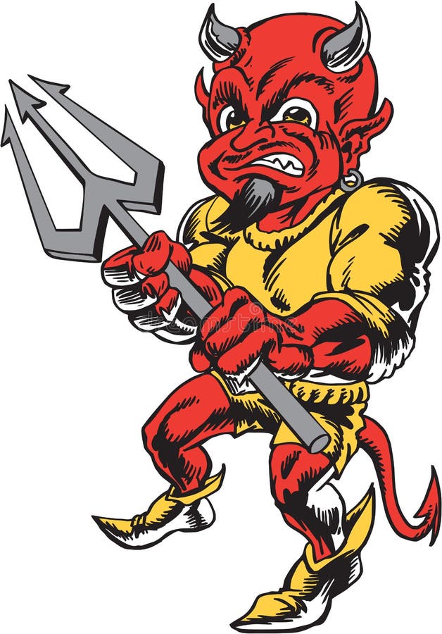 Devil Standing with Pitch Fork Vector Illustration Stock Vector ...