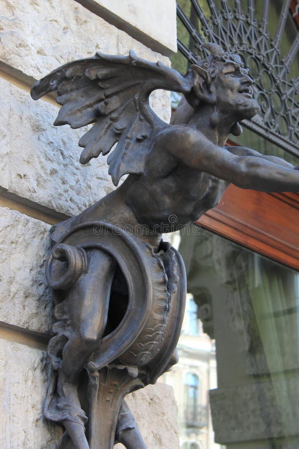 Devil statue stock image. Image of bronze, european, horror - 64183779