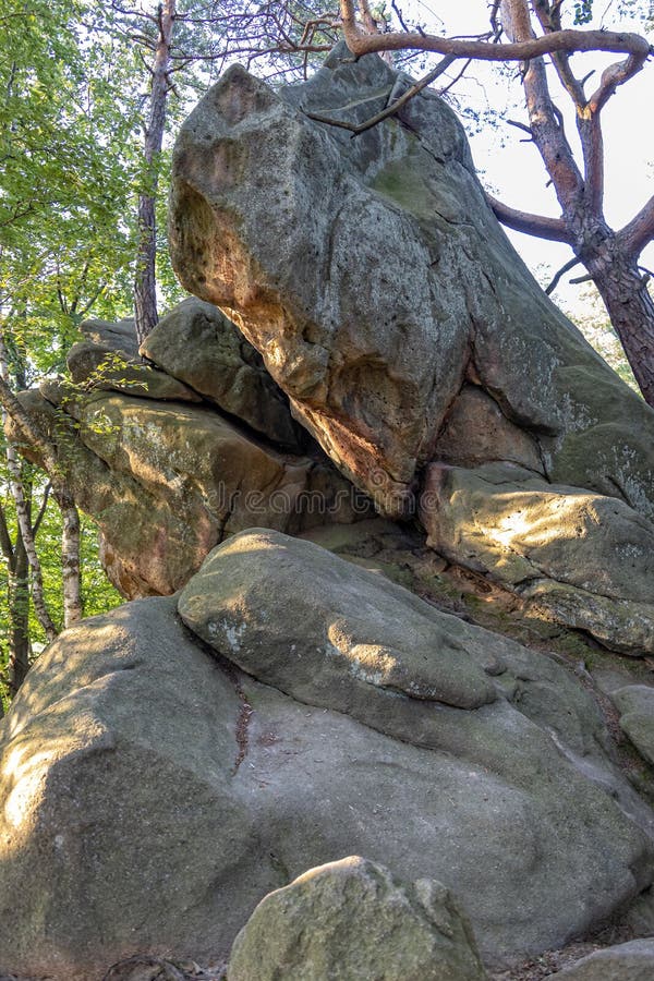 Devil Stone in a Forest in the Mountains of Pogorzyce in Poland on a ...