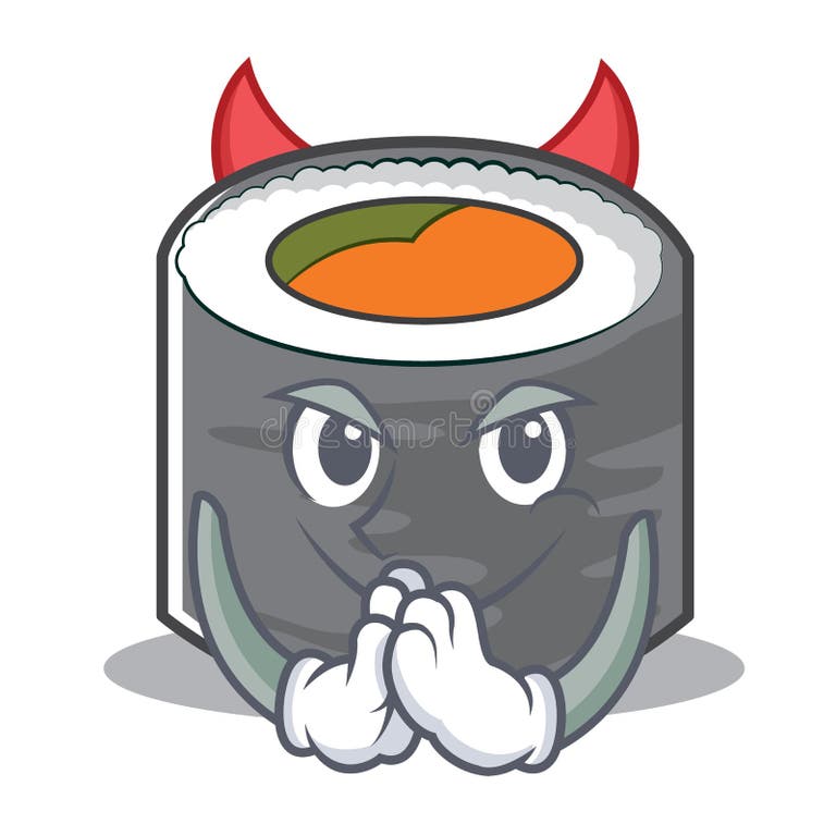Devil Sushi Cartoon Character Style Stock Vector - Illustration of ...