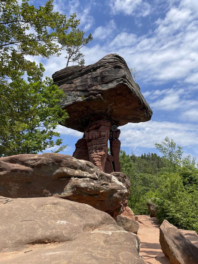 Devil Table Mushroom Rock in Hinterweidenthal in Pfalz Forest Stock ...