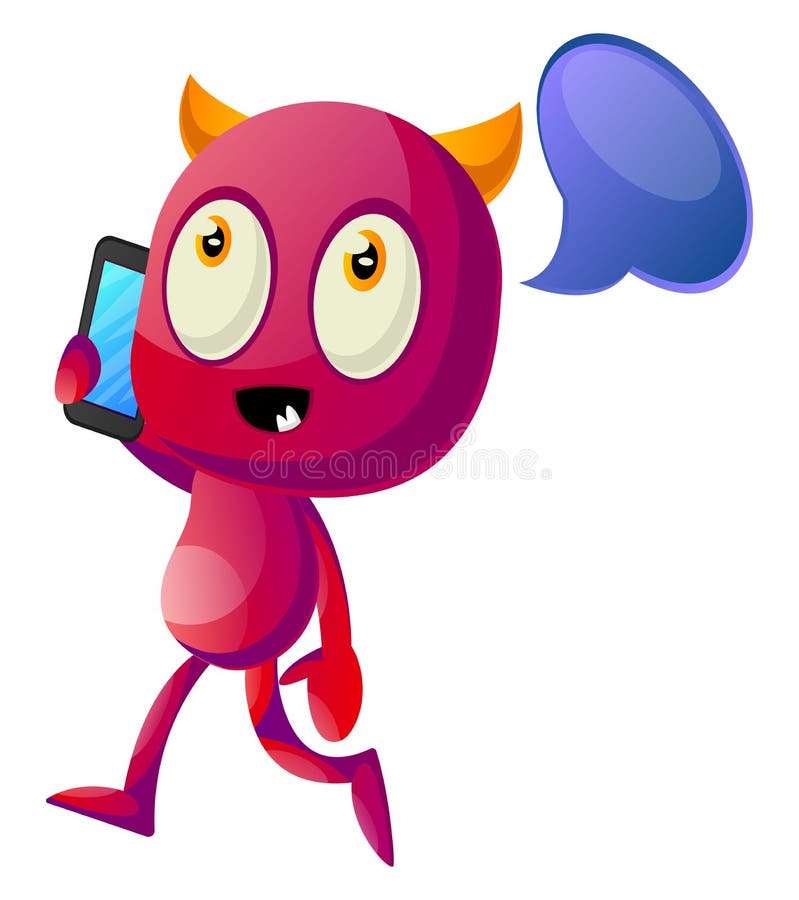 Red Devil Talking on a Cell Phone Stock Illustration - Illustration of ...