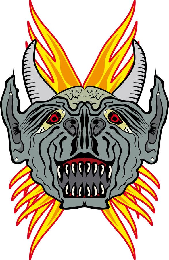 Devil tattoo style stock vector. Illustration of horns - 23561910