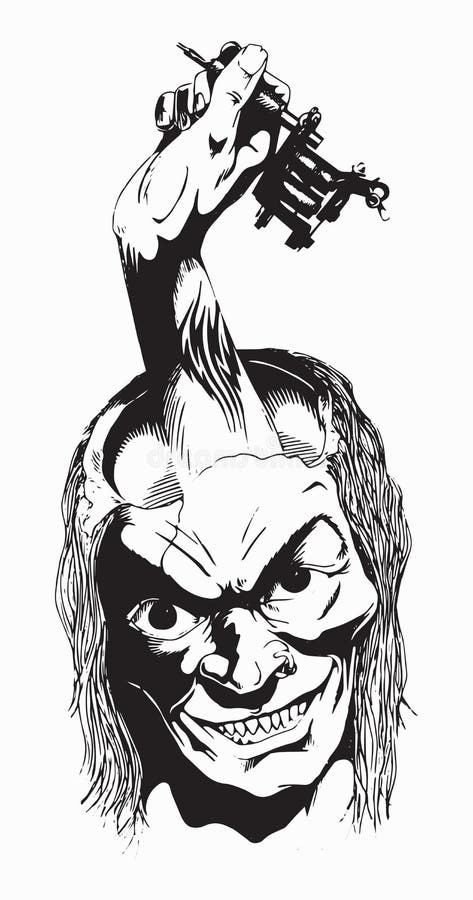 Devil Tattooist Skull Tattoo Gun Flash Stock Vector - Illustration of ...