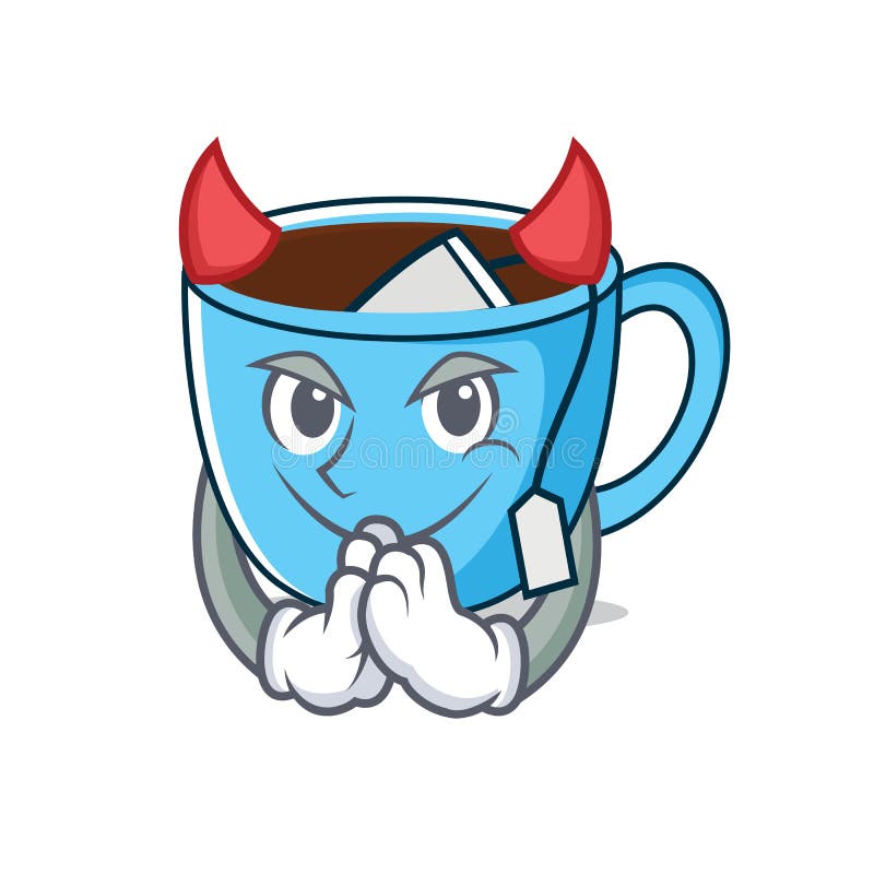Devil Tea Cup Mascot Cartoon Stock Vector - Illustration of expression ...