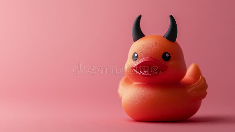 Devil-themed Rubber Duck on a Pink Background. Stock Image - Image of ...