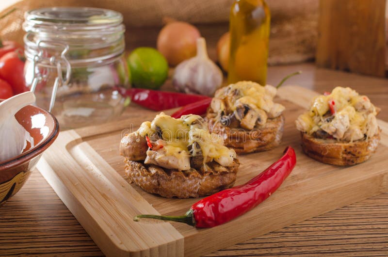 Devil toast with chicken stock photo. Image of bacon - 68156200