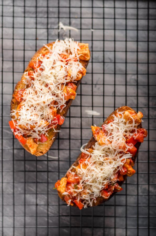 Devil Toast Vegetable Chicken Cheese Stock Photo - Image of club, lunch ...