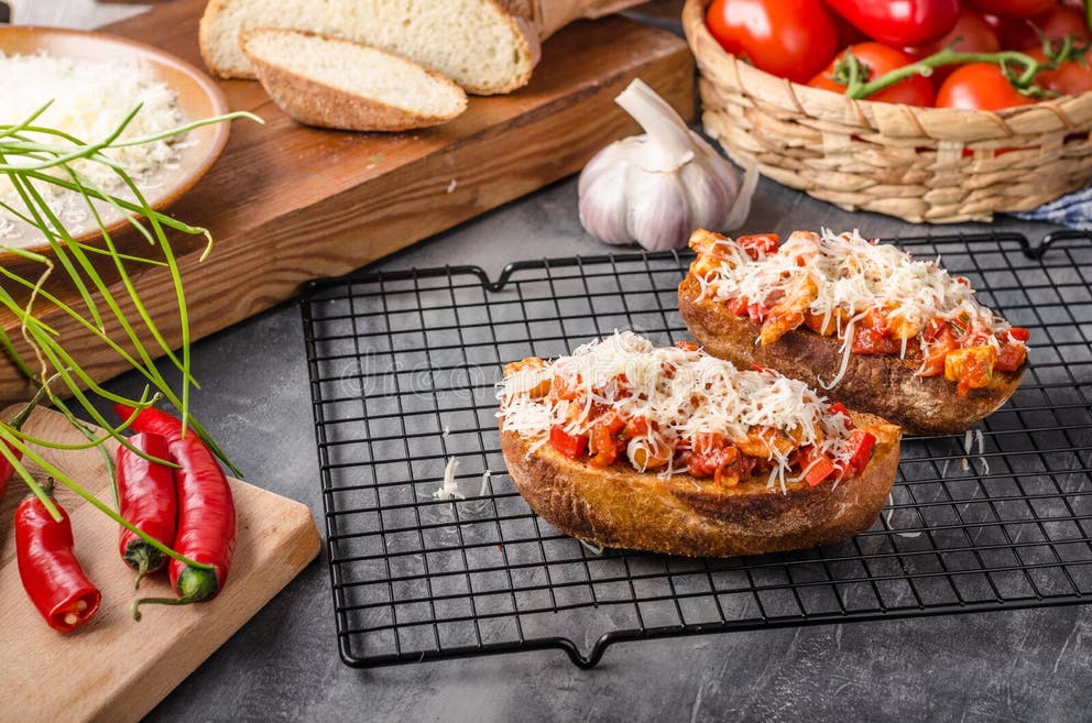 Devil Toast Vegetable Chicken Cheese Stock Photo - Image of fresh ...