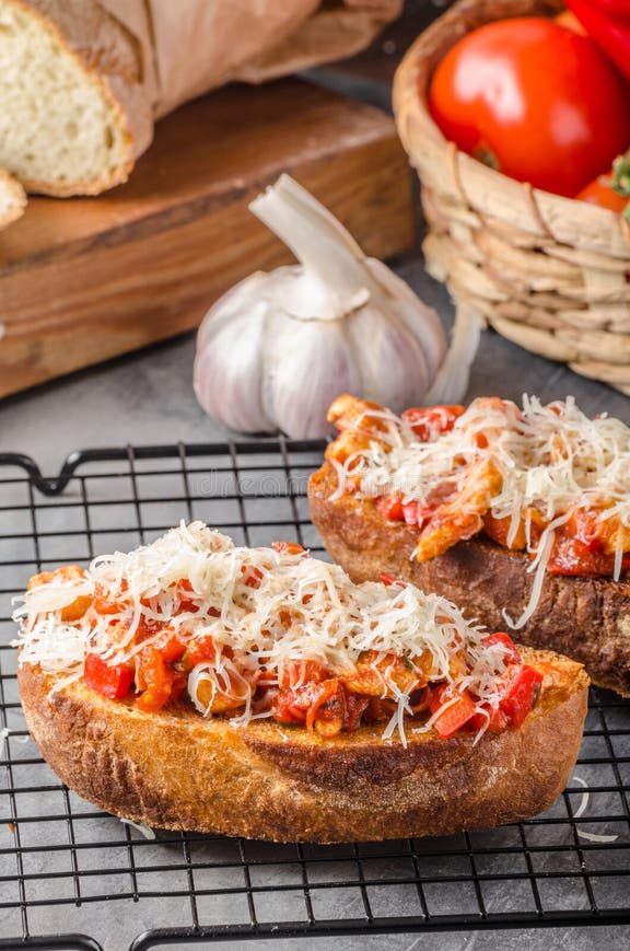 Devil Toast Vegetable Chicken Cheese Stock Photo - Image of plate ...