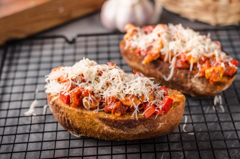 Devil Toast Vegetable Chicken Cheese Stock Image - Image of club ...