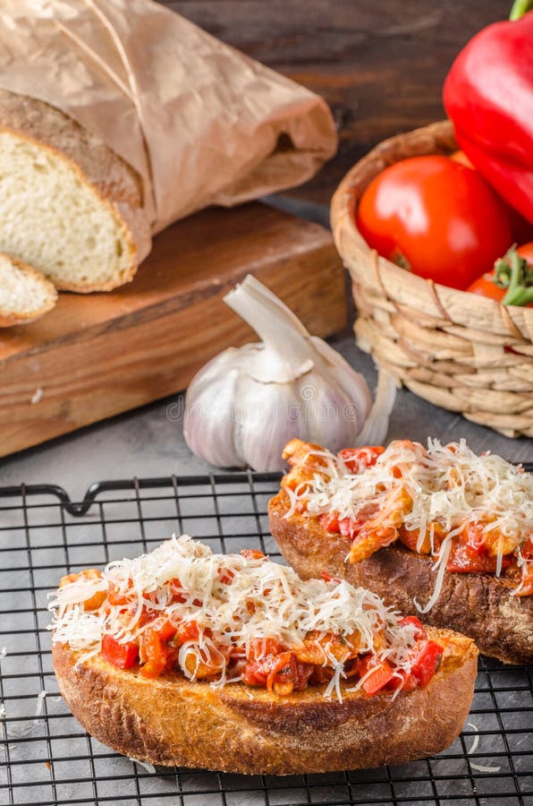 Devil Toast Vegetable Chicken Cheese Stock Photo - Image of bread ...