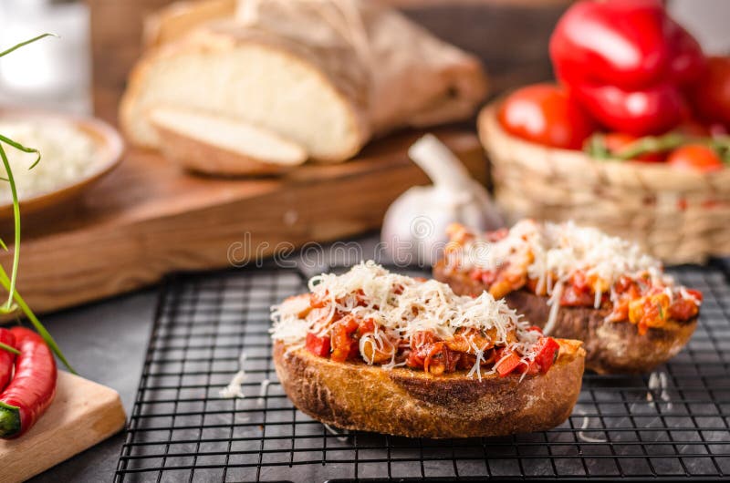 Devil Toast Vegetable Chicken Cheese Stock Photo - Image of panini ...
