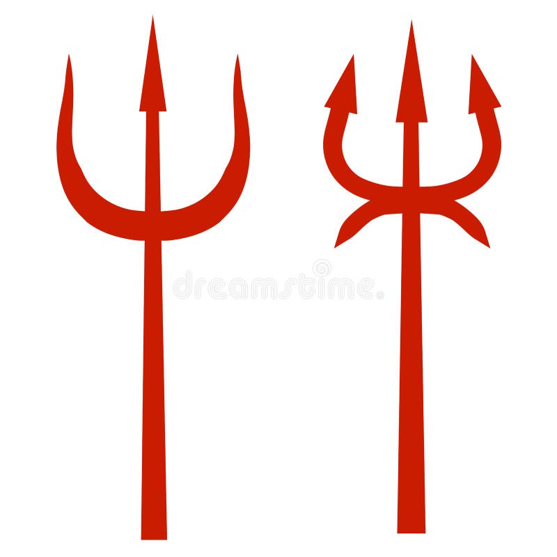 Devil Trident. Hell Fork. Cartoon Flat Illustration. Set of Halloween ...