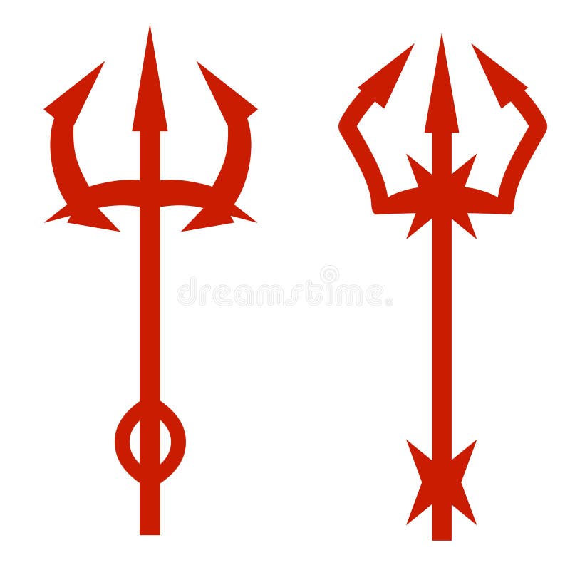 Devil Trident. Hell Fork. Cartoon Flat Illustration. Set of Halloween ...