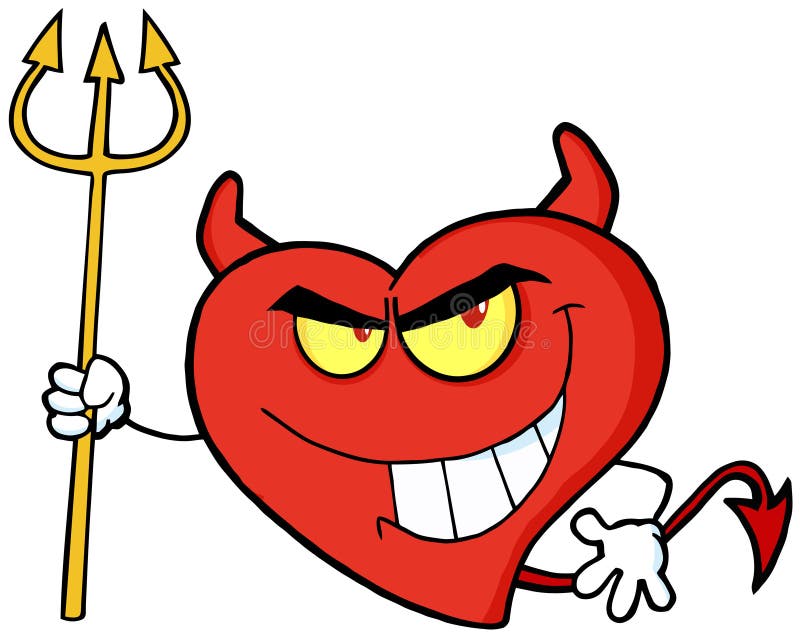 Devil Valentine Heart Character Stock Vector - Illustration of cute ...
